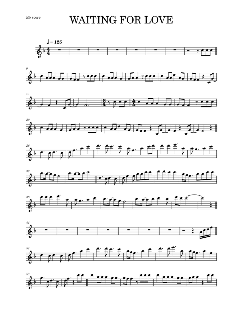 Waiting for love – Avicii (ALTO SAX RMX) Sheet Music for Saxophone alto ...