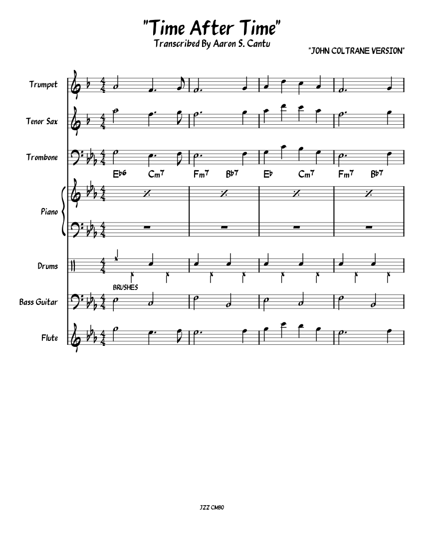 Time After Time Sheet music for Piano, Trombone, Flute, Saxophone tenor ...