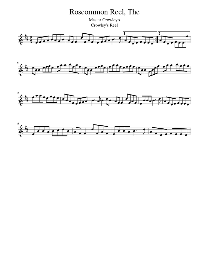 The Roscommon Reel Sheet music for Piano (Solo) | Musescore.com