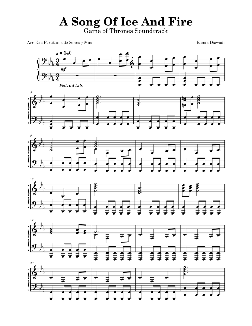 A Song Of Ice And Fire – Ramin Djawadi Sheet music for Piano (Solo ...