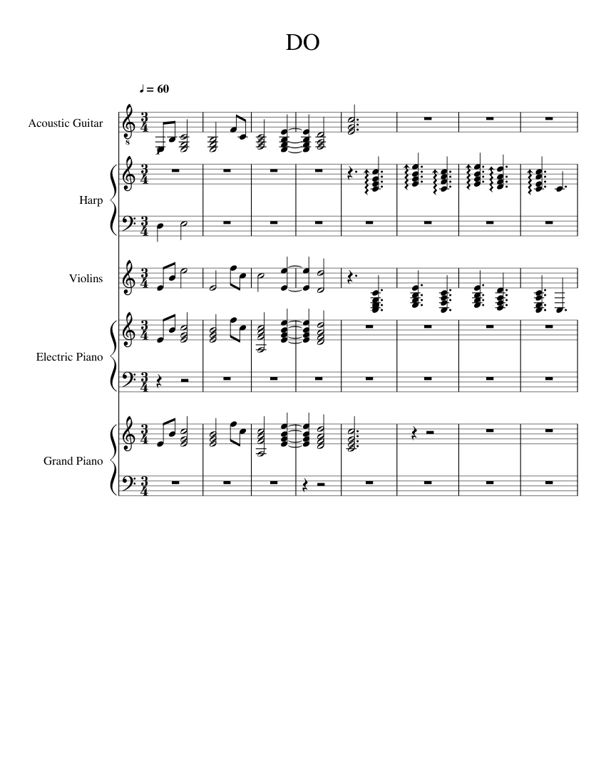 AB Sheet music for Piano, Guitar, Harp, Strings group (Mixed Quintet ...