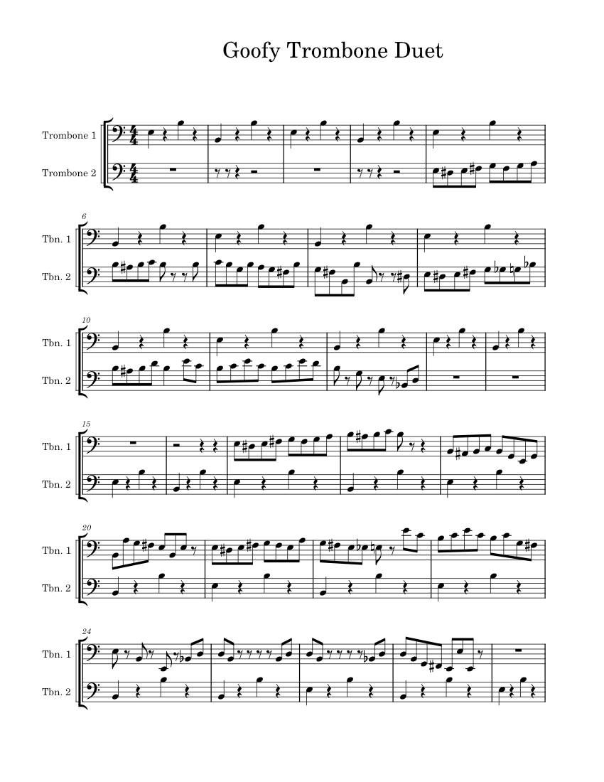 Goofy Trombone Duet Sheet Music for Trombone (Brass Duet) | MuseScore.com