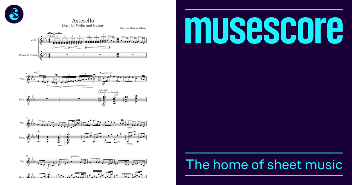 Asterella Sheet Music for Violin, Guitar (Mixed Duet) | MuseScore.com
