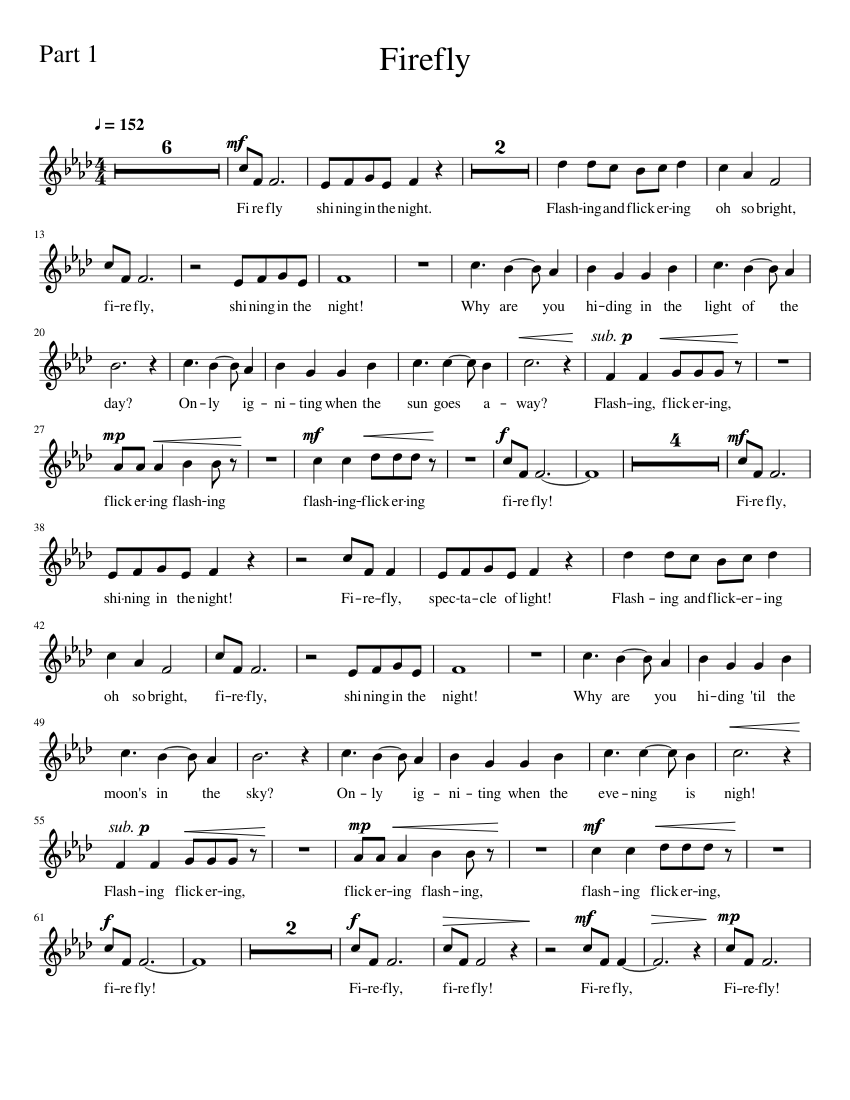 Firefly Piano 1 Sheet music for Piano (Solo) | Musescore.com