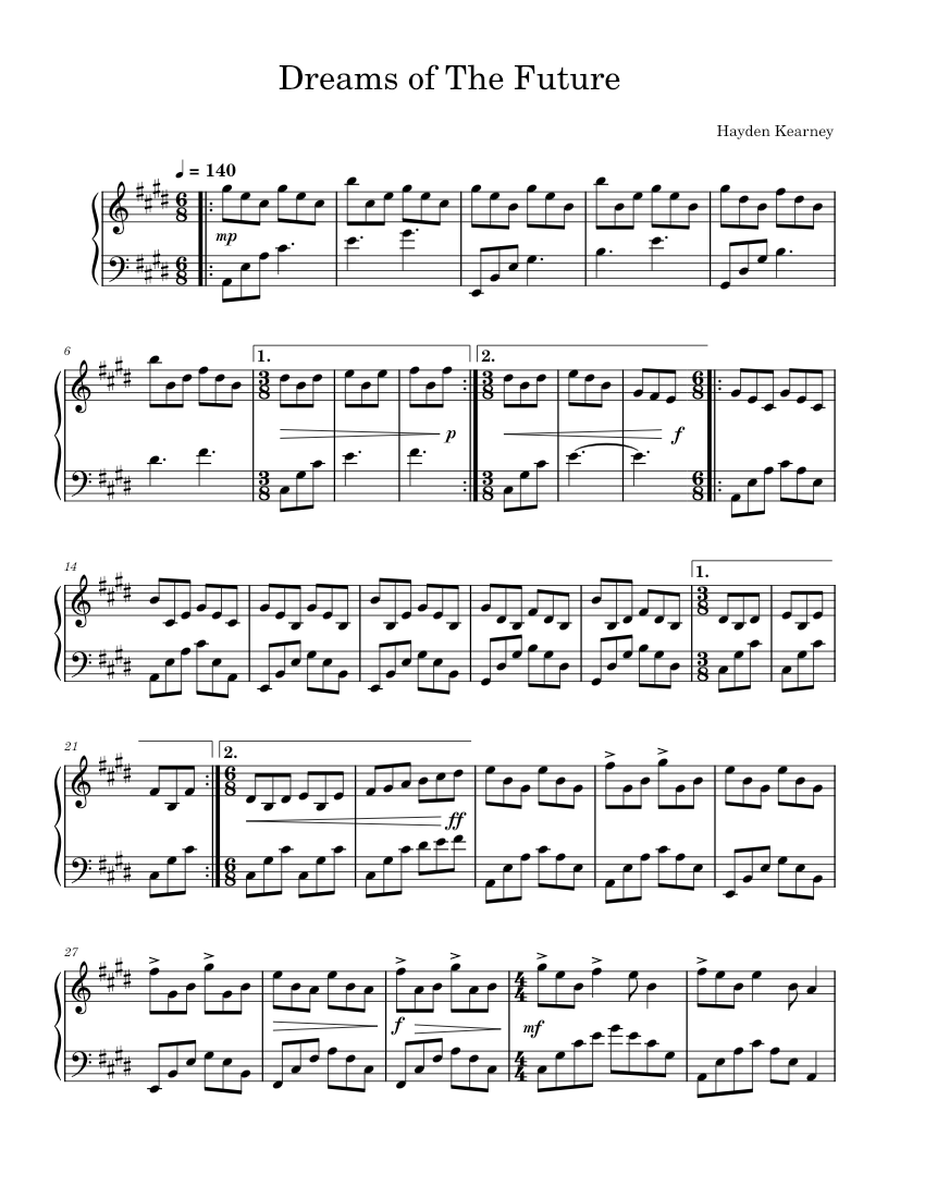 Dreams of The Future – Hayden Kearney Sheet music for Piano (Solo ...