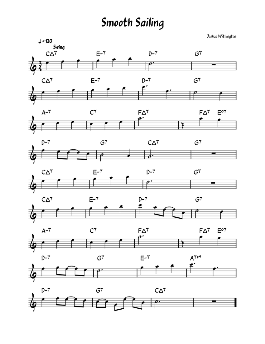 Smooth Sailing Sheet Music with Chords for Piano (Solo) Easy ...