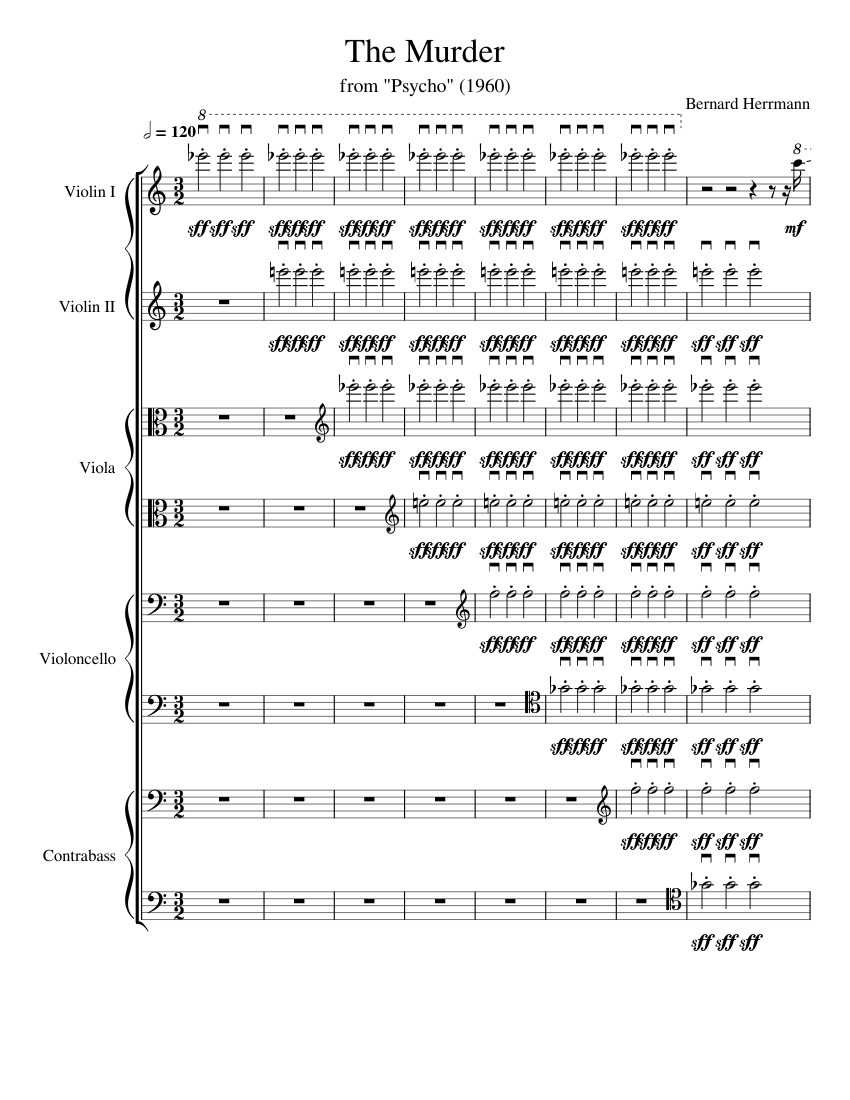 Bernard Herrmann - The Murder Sheet Music for Strings group (Mixed ...