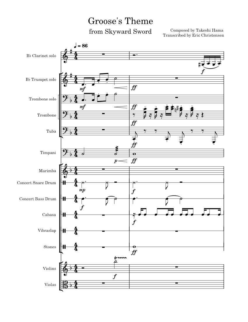 Groose's Theme Sheet music for Trombone, Tuba, Clarinet in b-flat ...