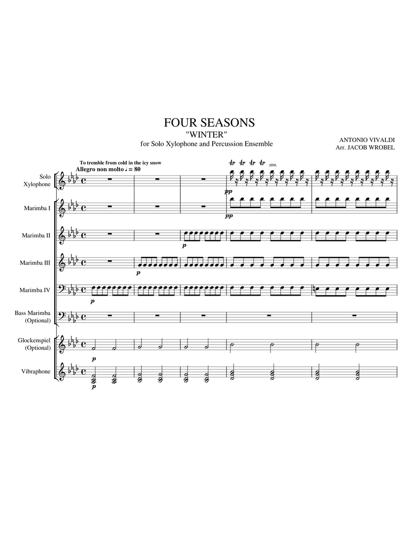 Four Seasons, "Winter" - by Vivaldi, for Solo Xylo & Percussion ...