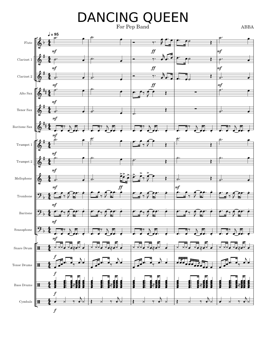 ABBA - DANCING QUEEN (Stand Tune) Sheet music for Trombone, Mellophone ...