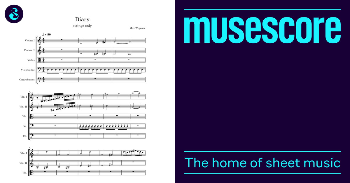 Diary (strings only) Sheet Music for Strings group (Mixed Quintet ...