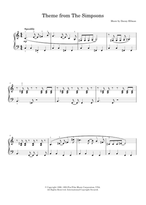 Play Official version of The Simpsons Main Theme Sheet Music by Danny ...