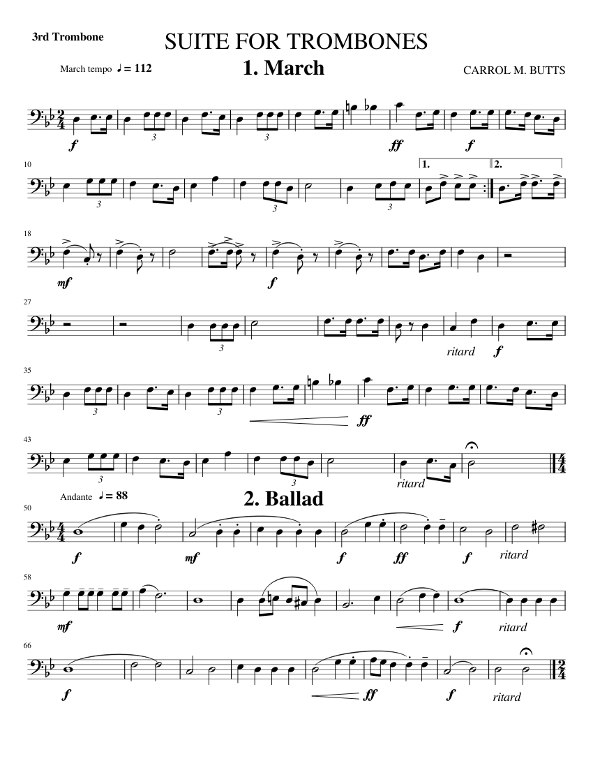 SUITE FOR TROMBONES 3rd Sheet music for Trombone tenor (Solo ...