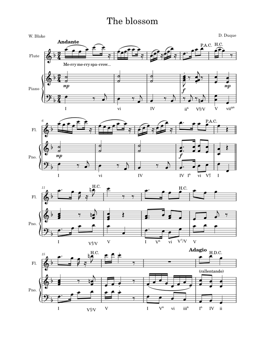 The Blossom Sheet music for Piano, Flute (Mixed Duet) | Musescore.com