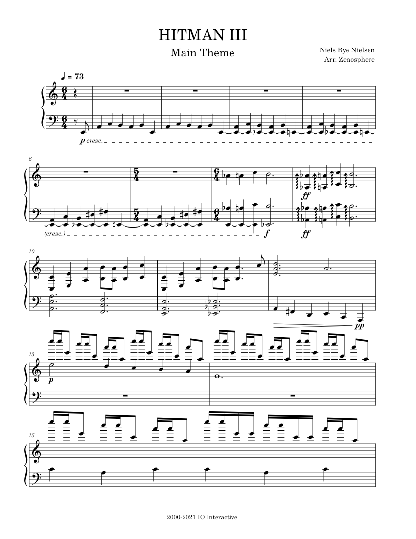 HITMAN 3 Theme Sheet music for Piano (Solo) | Musescore.com