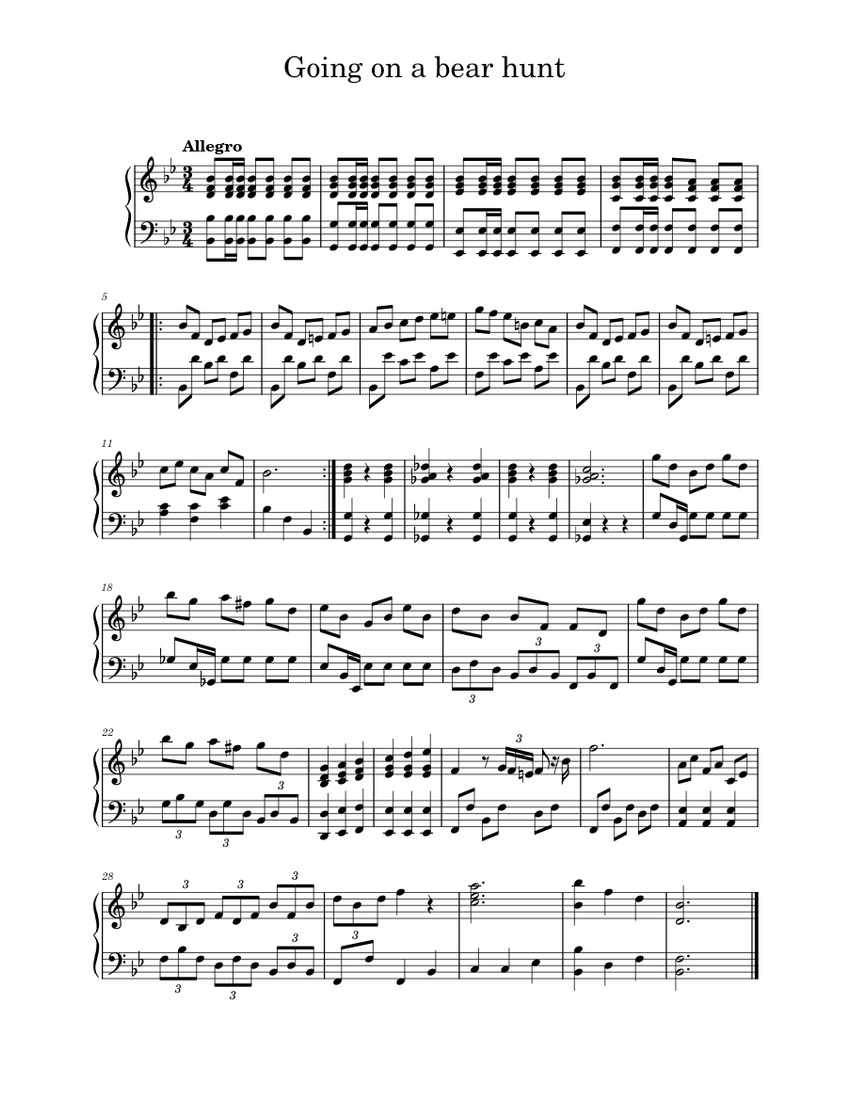 Going on a bear hunt Sheet Music for Piano (Solo) | MuseScore.com