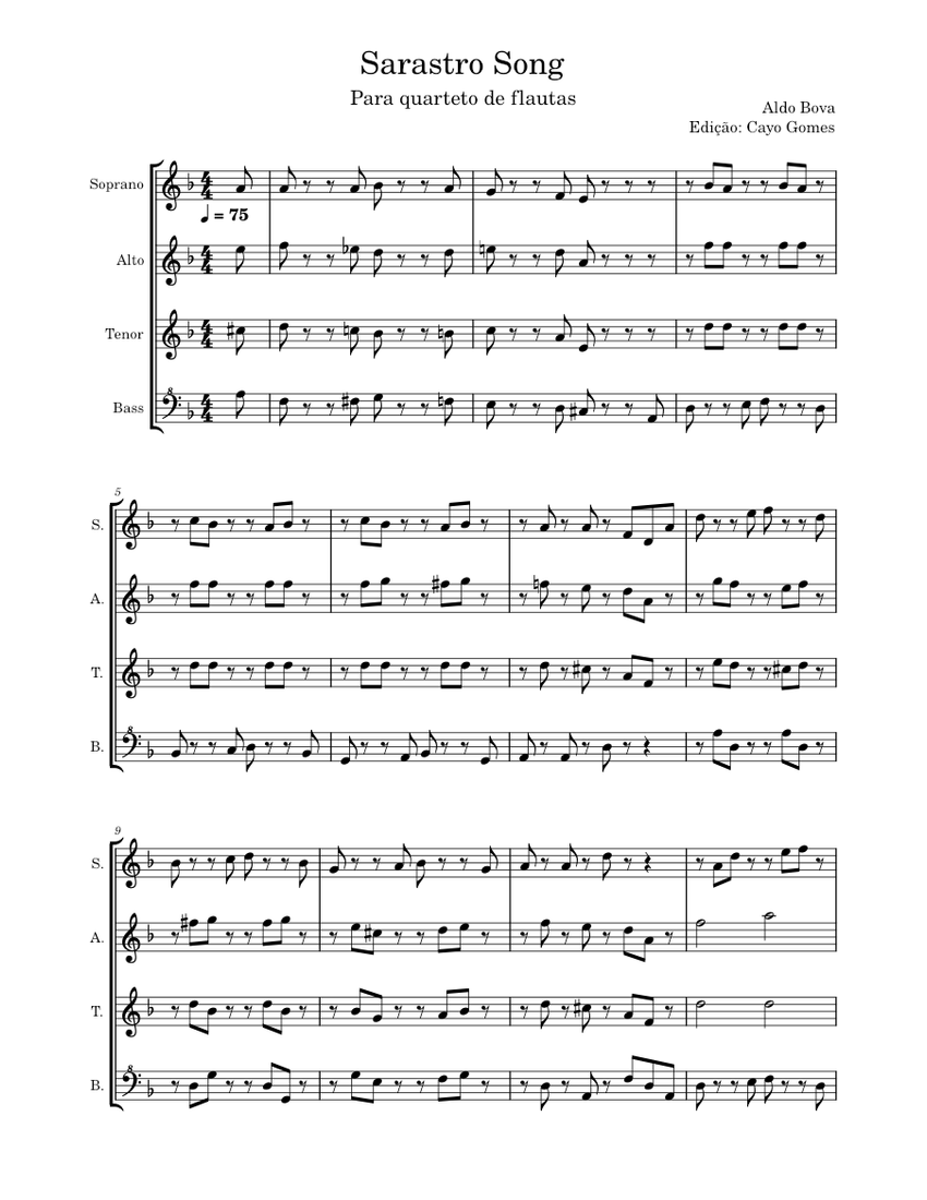 Sarastro Song – Aldo Bova Sarastro Song by Aldo Bova Sheet music for ...