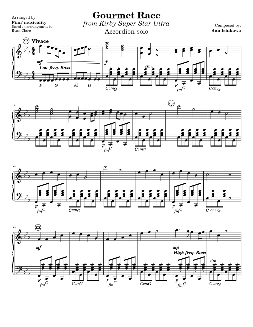 Gourmet Race - Kirby Super Star Ultra – Jun Ishikawa - Accordion solo ...