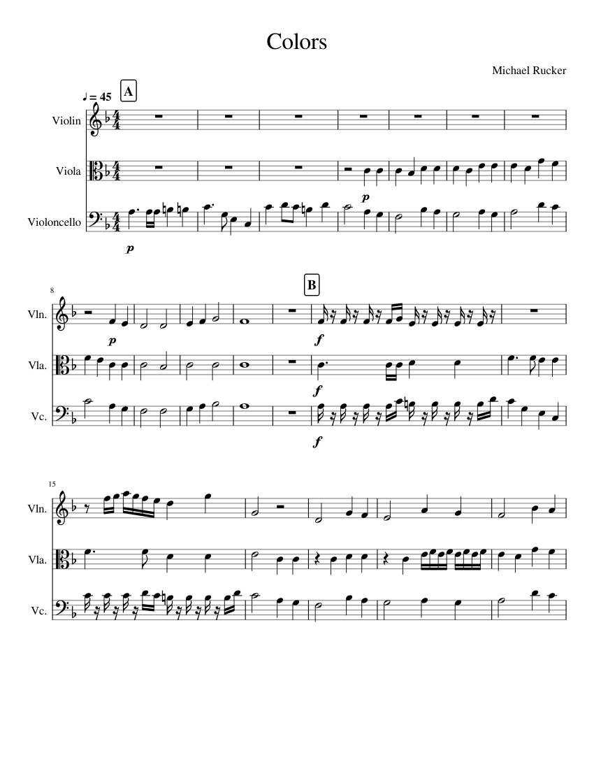 Colors Sheet Music for Violin, Viola, Cello (String Trio) | MuseScore.com
