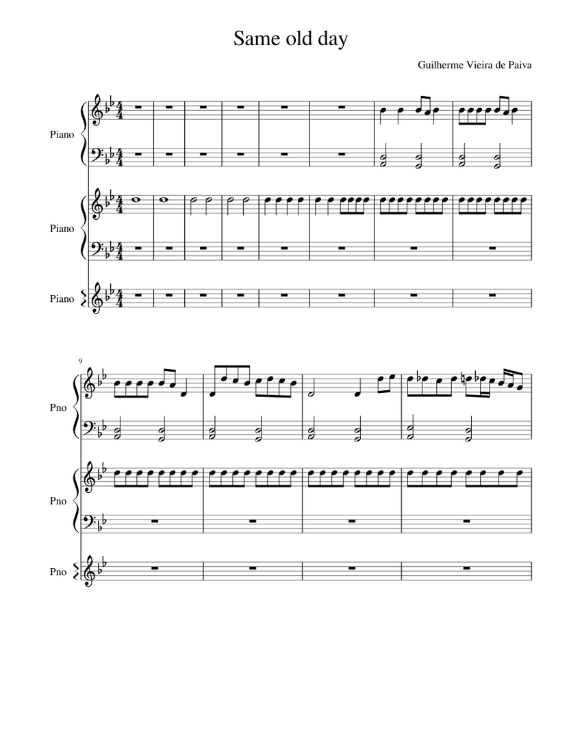 Same old day Sheet music for Piano (Mixed Trio) | Musescore.com