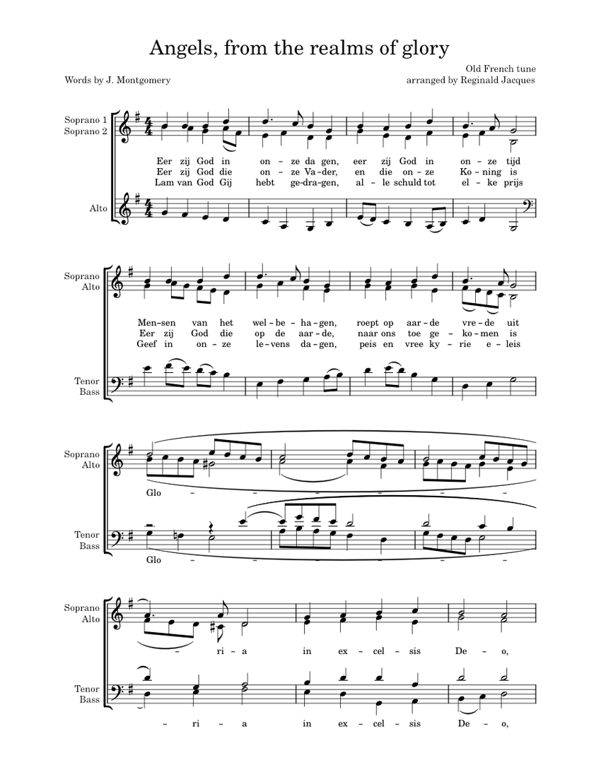 Angels, from the realms of glory – Old French tune Angels, arranged by ...