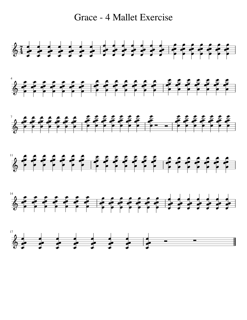 Grace - 4 Mallet Exercise Sheet music for Piano (Solo) | Musescore.com