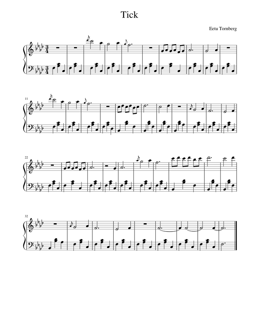 Tick Sheet music for Piano (Solo) Easy | Musescore.com