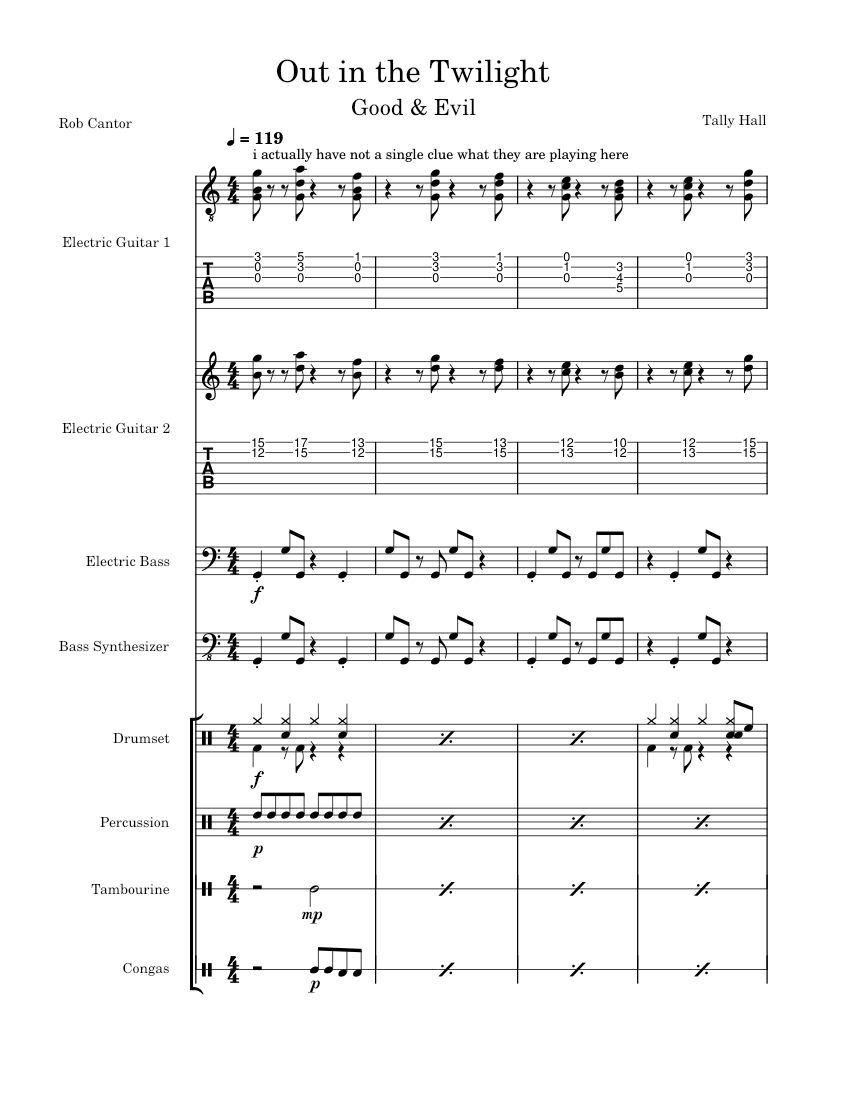 Out in the Twilight - Tally Hall Sheet music for Piano, Vocals ...