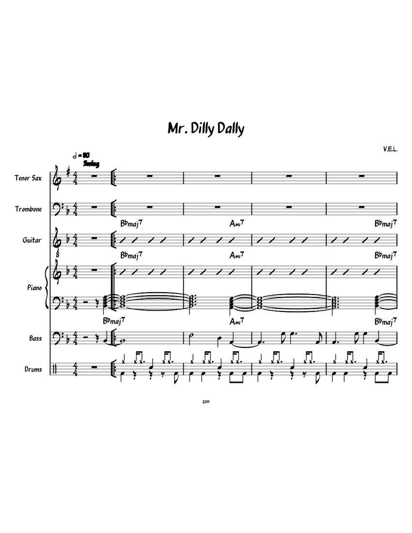 Mr._Dilly_Dally Sheet music for Piano, Trombone, Saxophone tenor ...