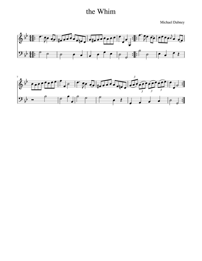 Michael Dabney - the Whim Sheet music for Piano (Piano Duo) | Musescore.com