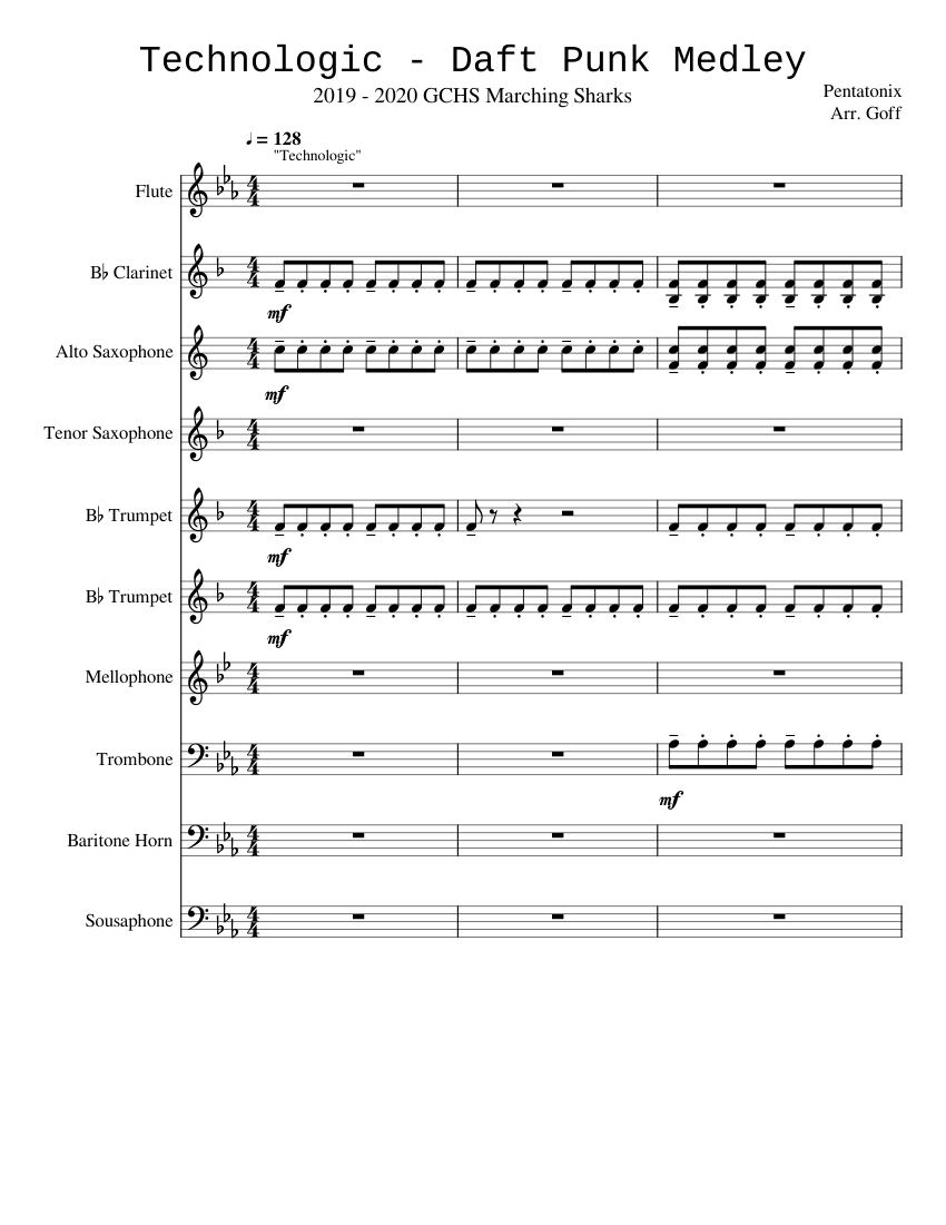 Technologic - Daft Punk Sheet Music for Trombone, Mellophone, Flute ...