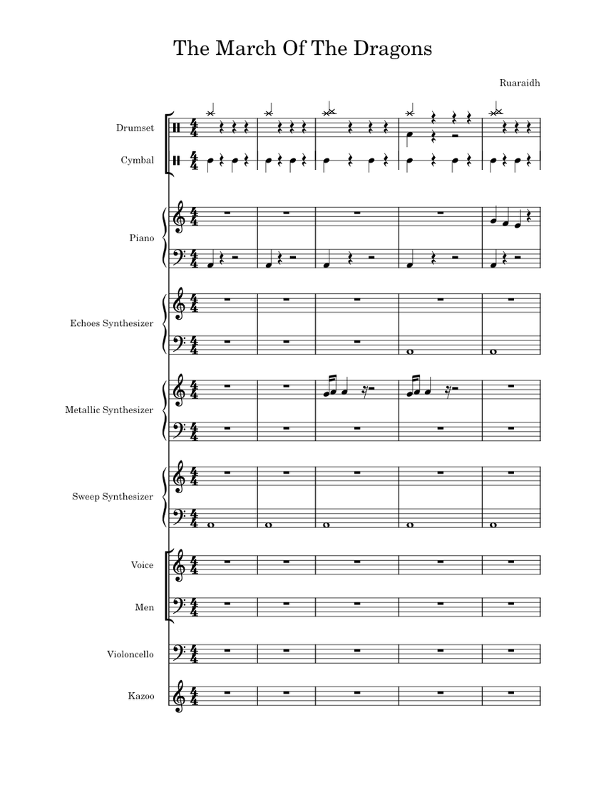 The March Of The Dragons - Ruaraidh Sheet music for Piano, Vocals, Male ...