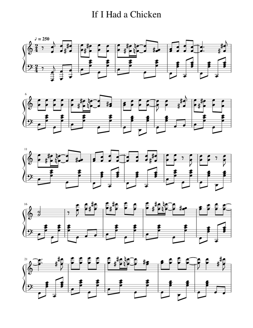 If I Had a Chicken Sheet Music for Piano (Solo) | MuseScore.com