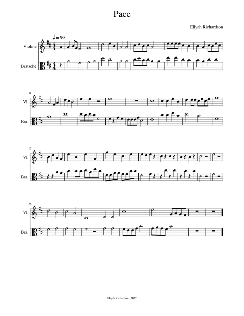 Pax Sheet Music for Violin, Viola (String Duet) | MuseScore.com