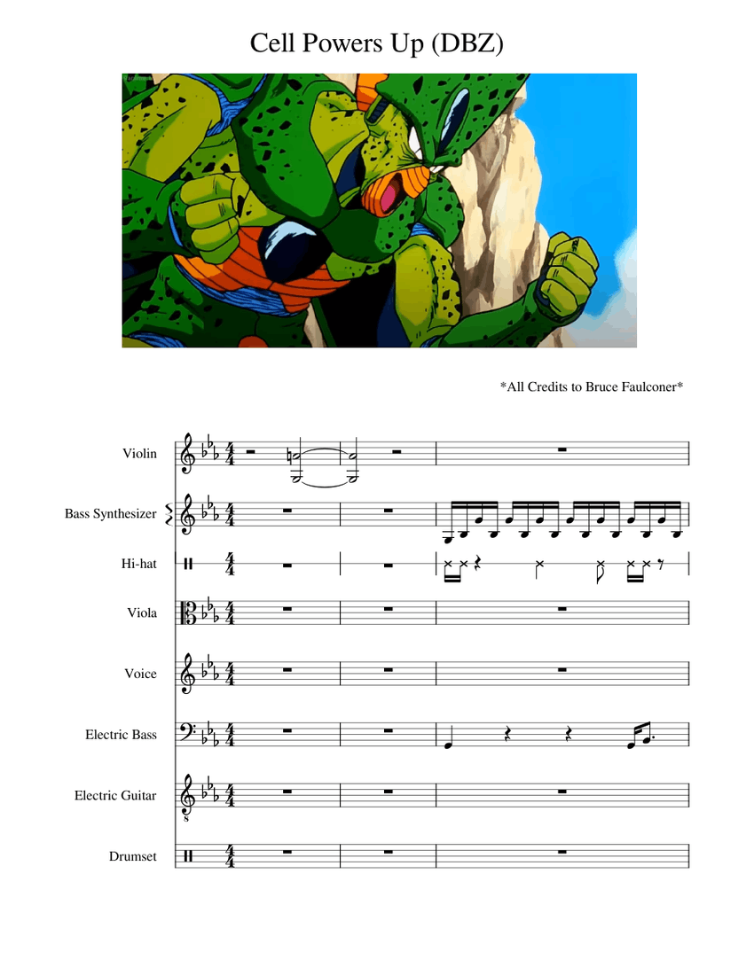 Cell Powers Up (DBZ) Sheet Music for Vocals, Violin, Viola, Guitar ...