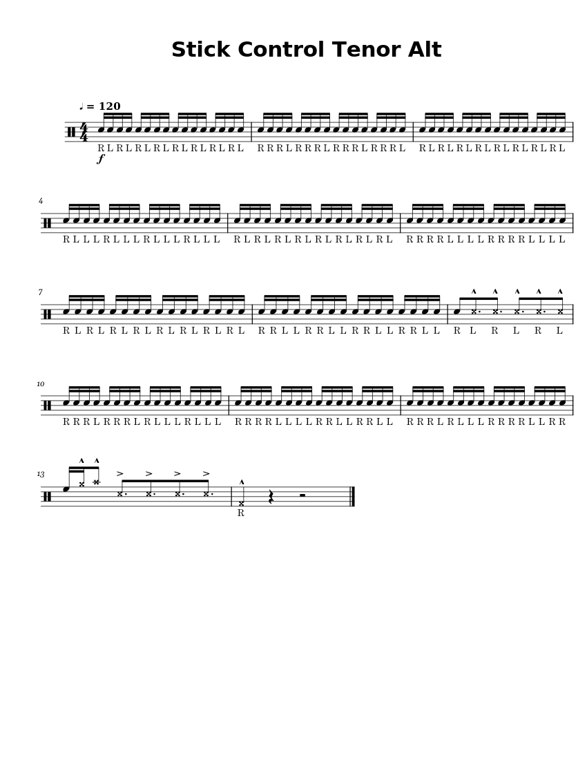 Stick Control Tenor Alt Sheet music for Tenor drum (Solo) | Musescore.com