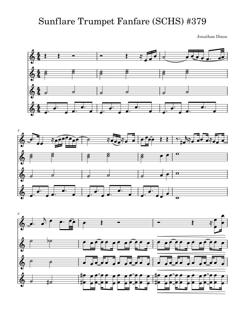 Sunflare Trumpet Fanfare (SCHS) Sheet music for Trumpet in b-flat (Marching Band) | Musescore.com