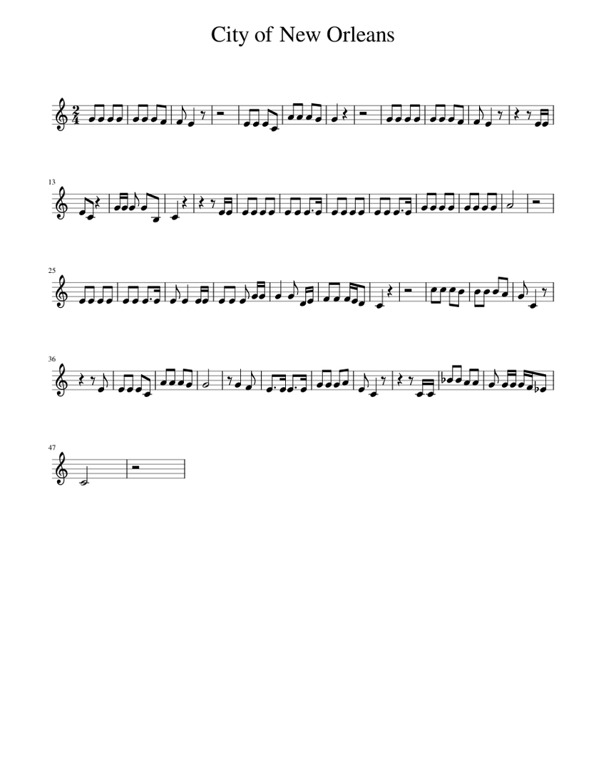 City of New Orleans Sheet music for Piano (Solo) Easy | Musescore.com
