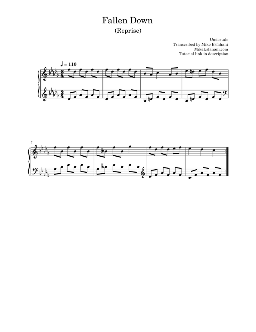 Fallen Down - Undertale - piano tutorial