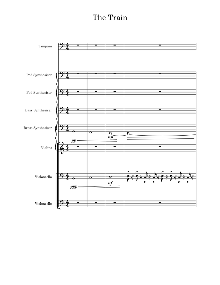 The Train Sheet music for Timpani, Cello, Bass guitar, Strings group ...