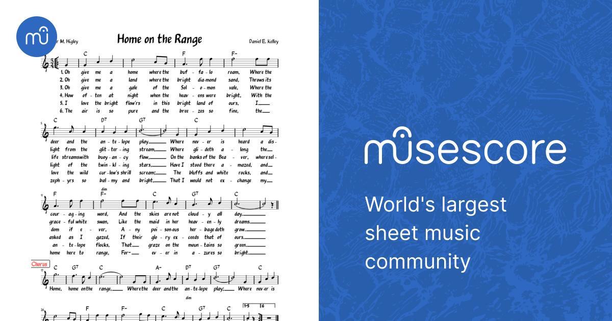 Home on the Range (Lead sheet with lyrics ) Sheet Music with Chords for ...