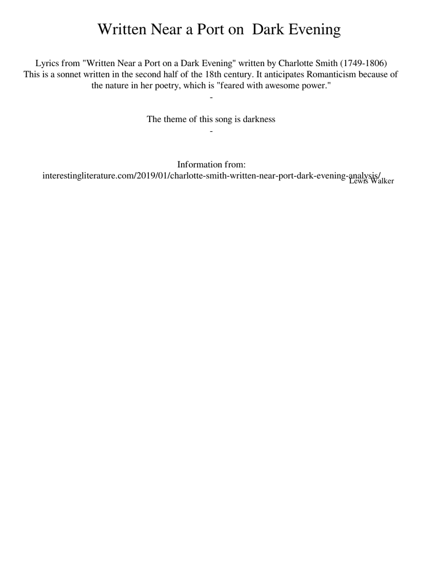 Written Near a Port on a Dark Evening Sheet music for Soprano, Flute ...