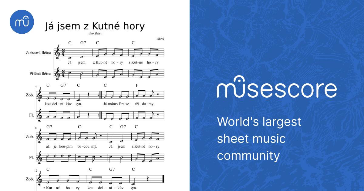 Já jsem z Kutné hory DUO FLETEN Sheet Music with Chords for Flute ...