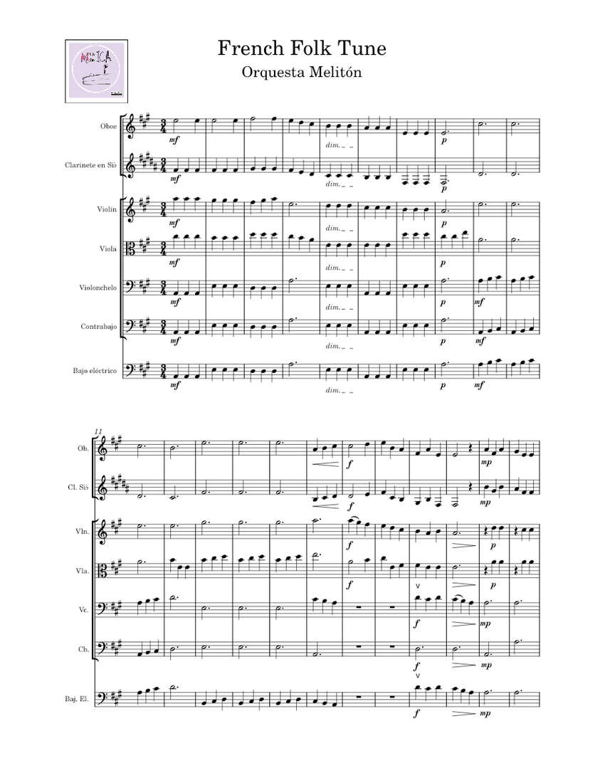 French Folk Tune – Misc Traditional Sheet music for Oboe, Clarinet in b ...