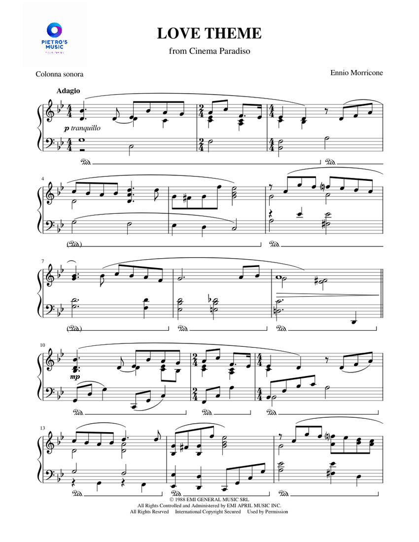 Love theme – Ennio Morricone LOVE THEME - piano tutorial