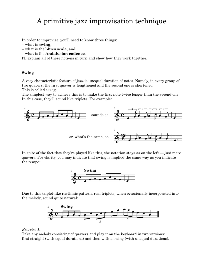 Jazz Improvisation Sheet music for Piano, Guitar (Solo) | Musescore.com