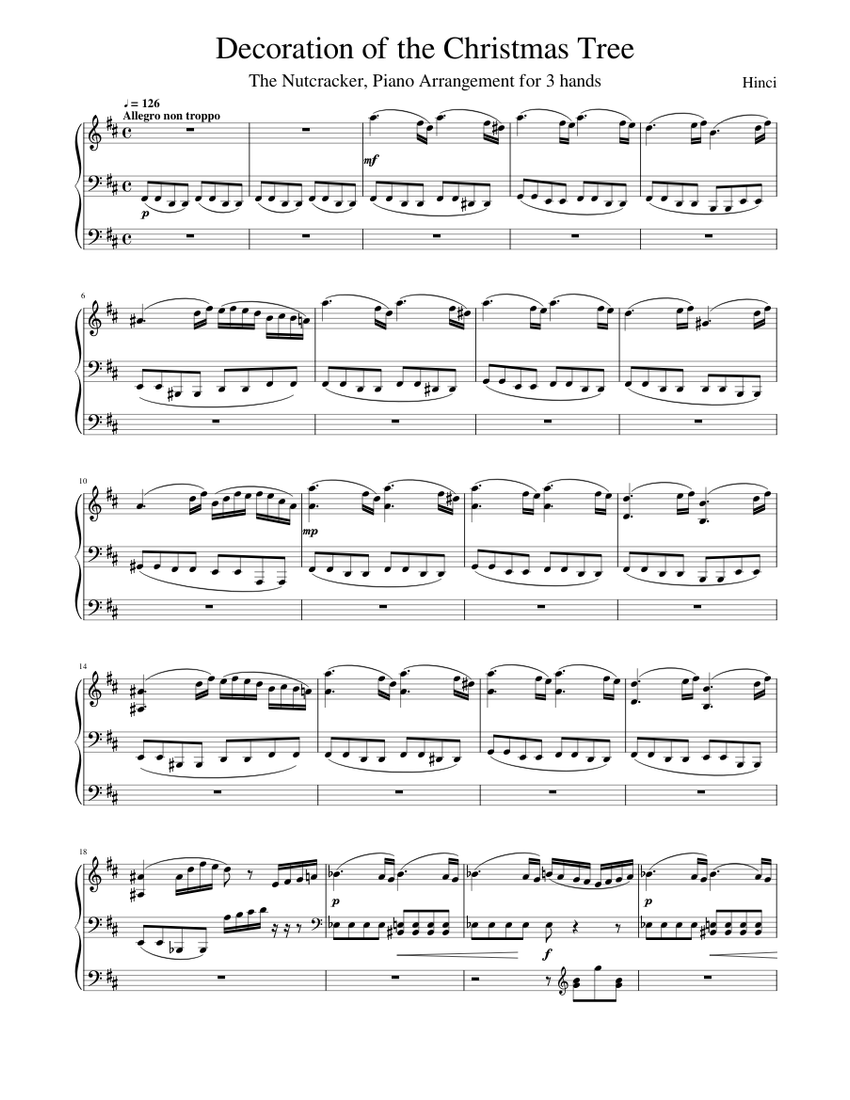 The Nutcracker, 1. Decoration of the Christmas tree (Piano) Sheet Music ...
