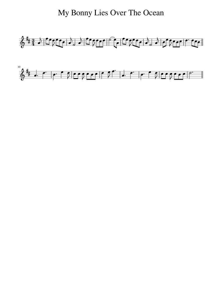 My Bonny Lies Over The Ocean Sheet Music for Piano (Solo) Easy ...