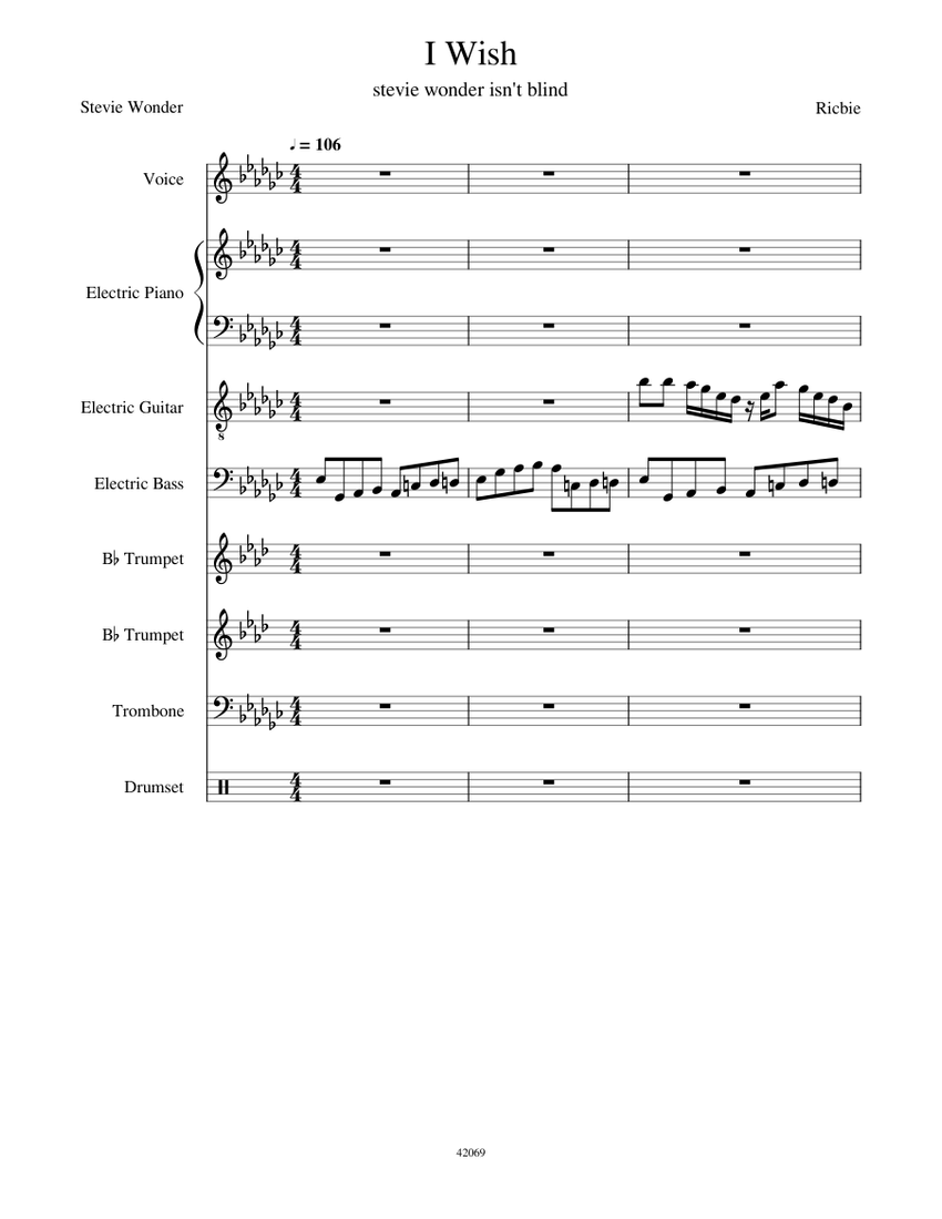 I_Wish Sheet music for Piano, Trombone, Vocals, Trumpet in b-flat ...