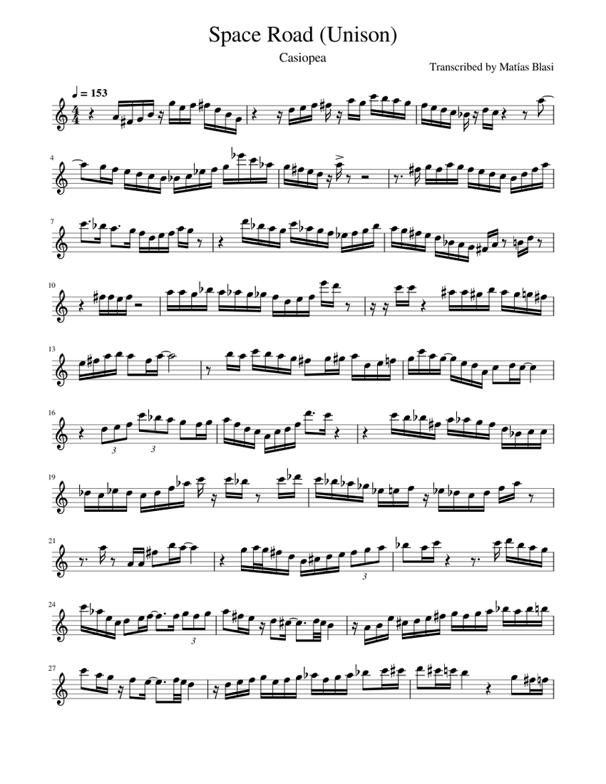 Space Road (Unison) - Casiopea Sheet Music for Piano (Solo) | MuseScore.com